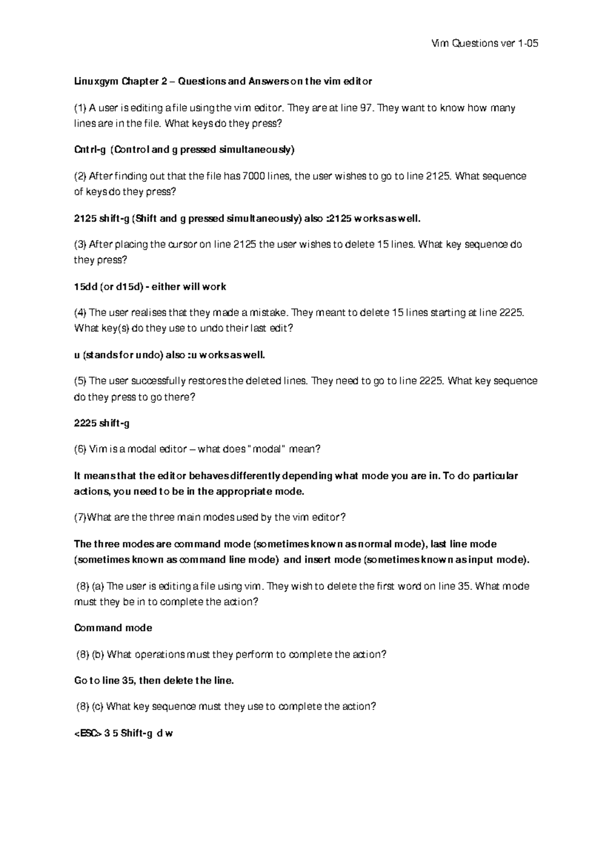 Vim questions and answers v1-05 - Linuxgym Chapter 2 – Questions and ...
