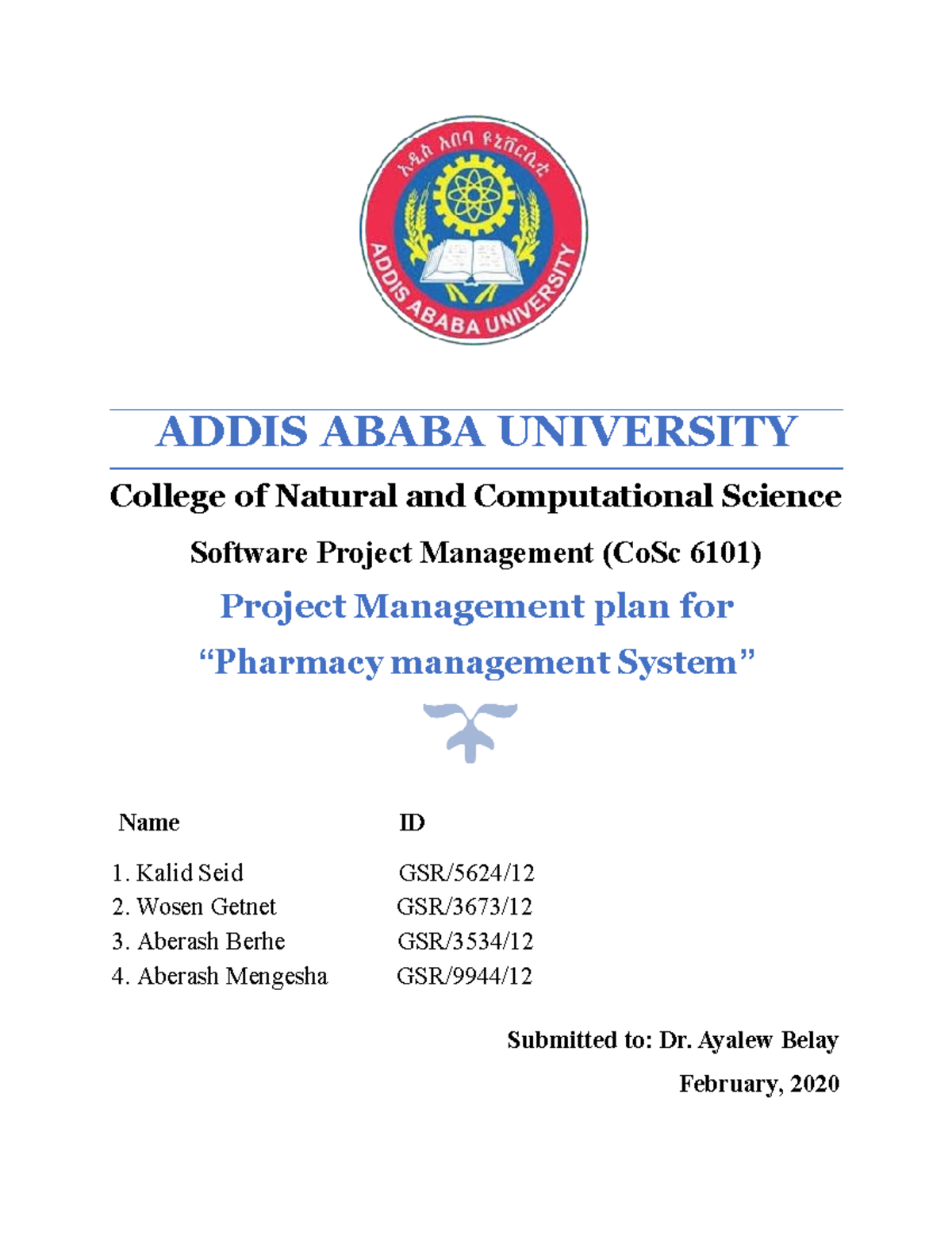 Pharmacy Management System-converted - ADDIS ABABA UNIVERSITY College ...