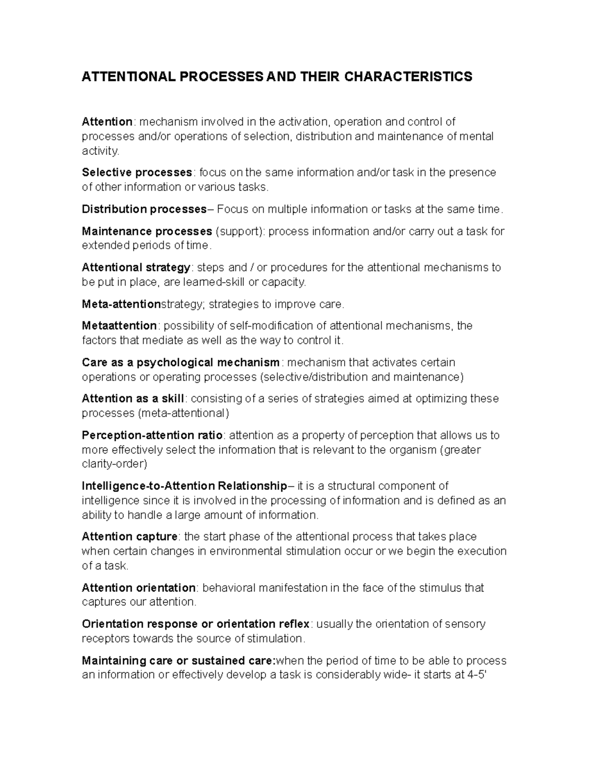 Attentional Processes AND Their Characteristics - ATTENTIONAL PROCESSES ...