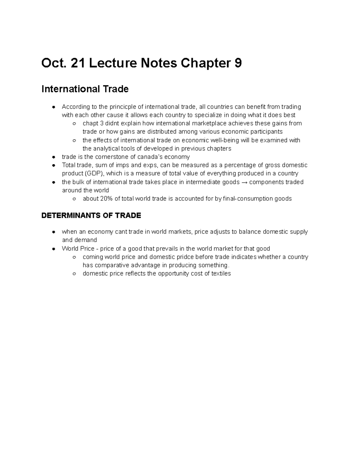 Lec note - chapter 9 - Oct. 21 Lecture Notes Chapter 9 International ...