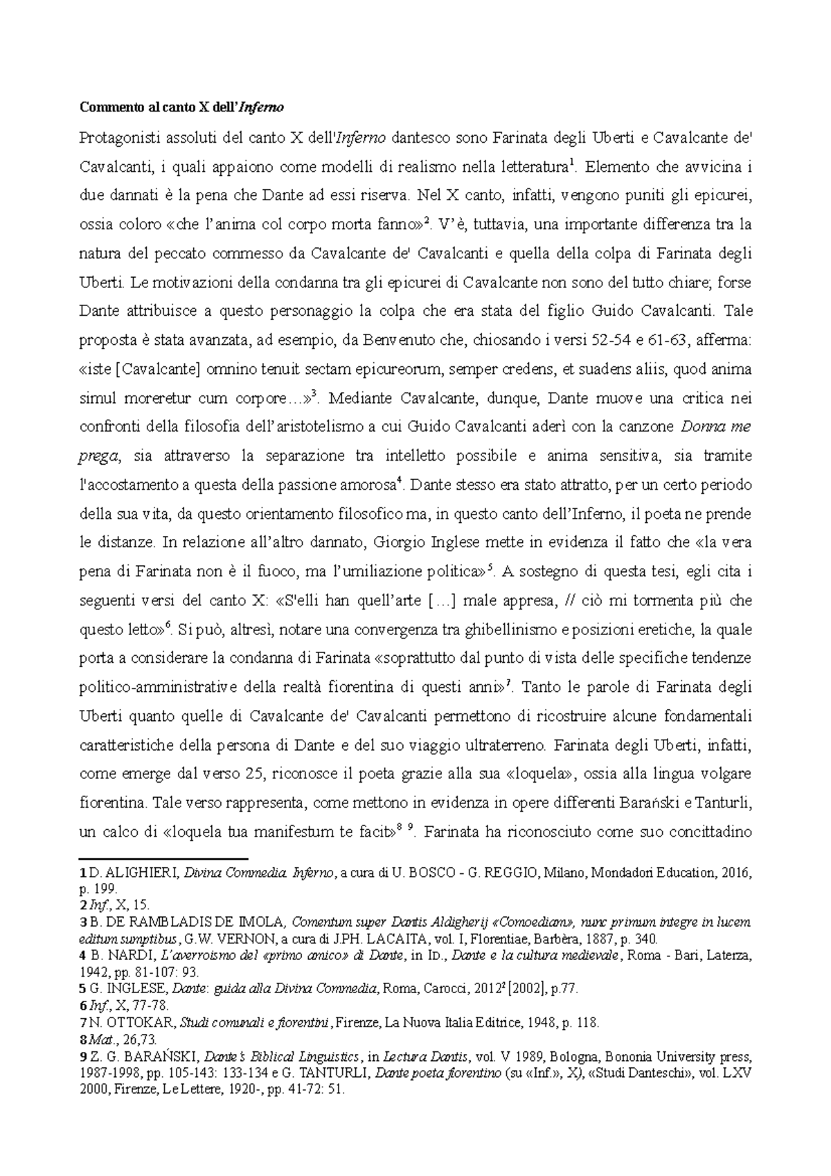 Dante, analisi canto X - Commento al canto X dell’Inferno Protagonisti assoluti del canto X ...