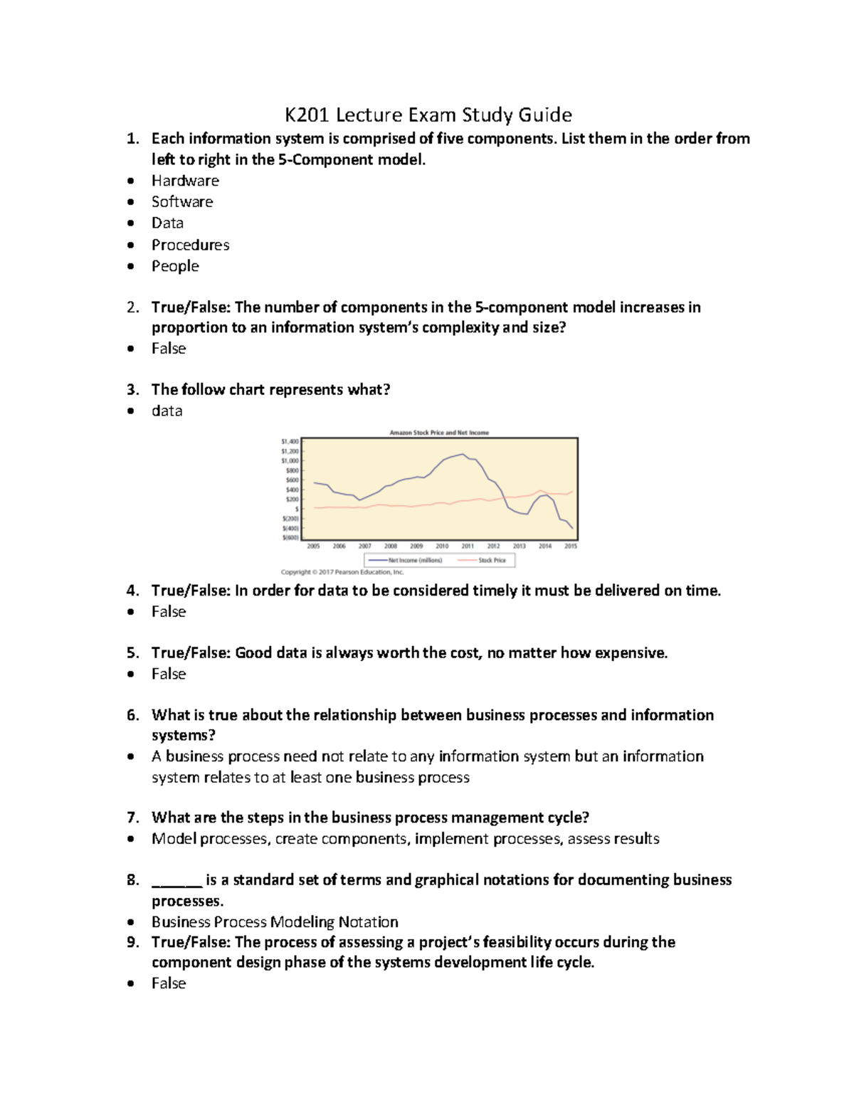K201 Lecture Exam Study Guide - K201 Lecture Exam Study G uide **1. Each information system is ...