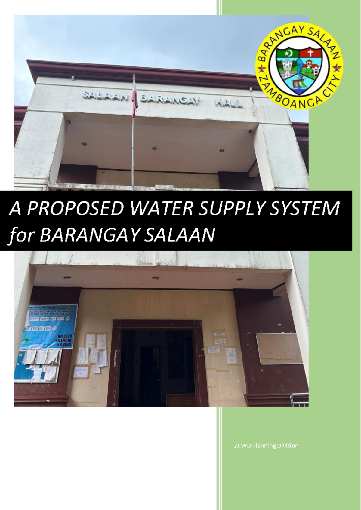 Salaan Proposed Water Source - ZCWD Planning Division A PROPOSED WATER ...