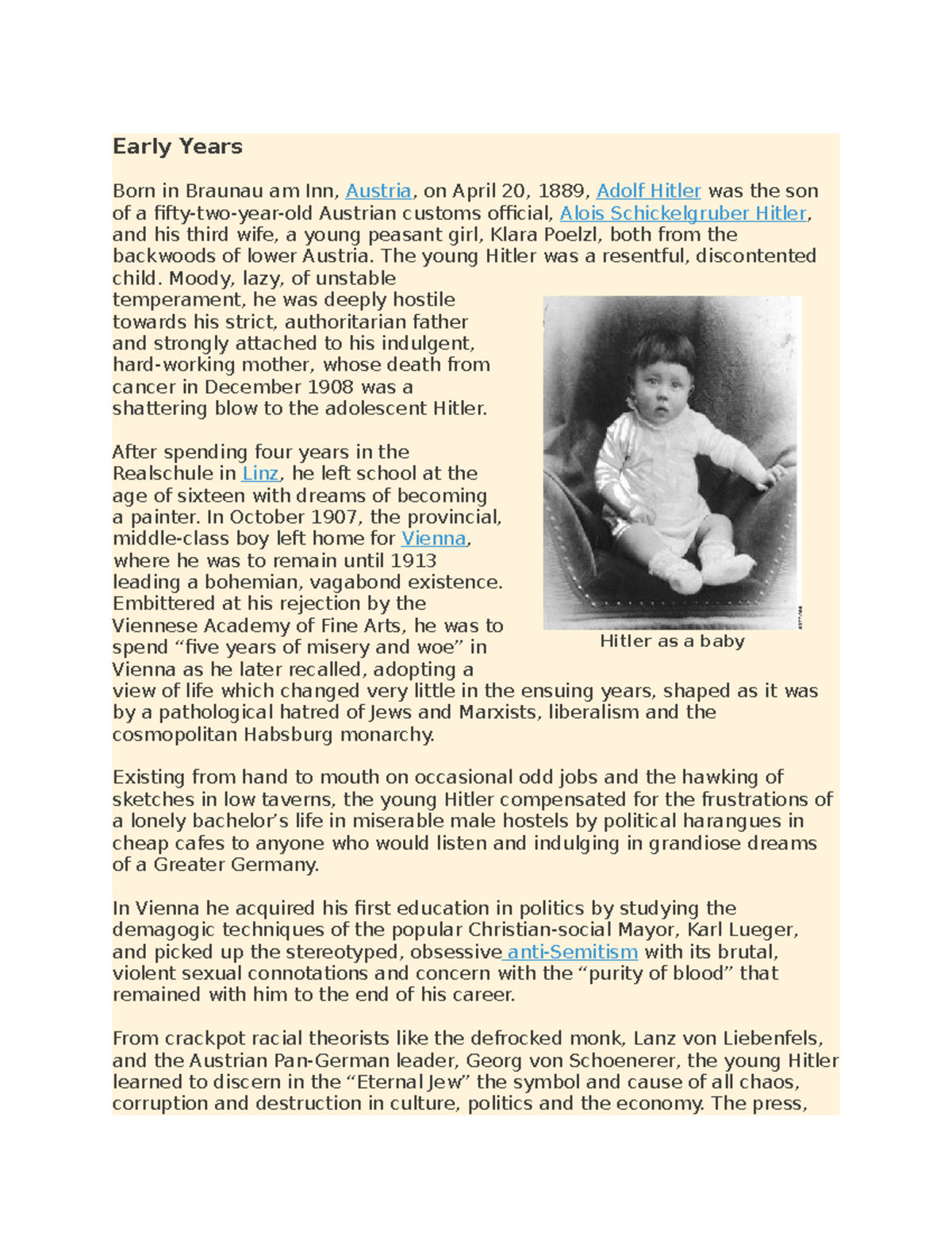 Hitlers Early Years - Adolf was a known person thought-out history and ...