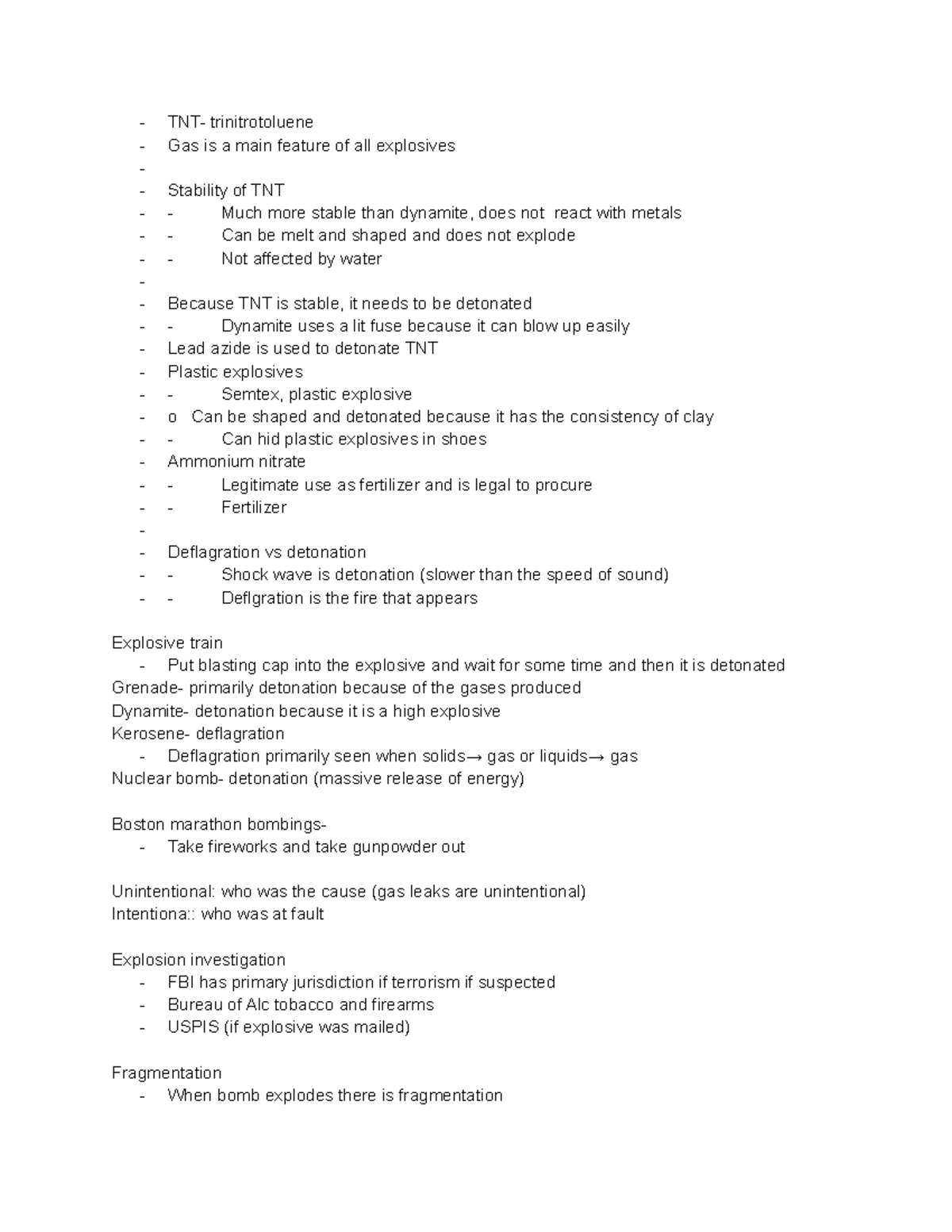 Explosives chem 205 - TNT- trinitrotoluene Gas is a main feature of all ...