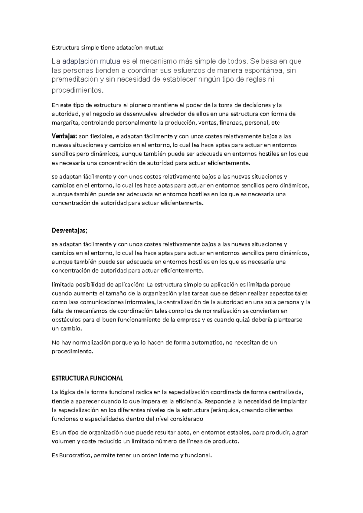 ade estructuras - Estructura simple tiene adatacion mutua: La ...