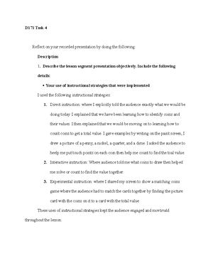 D171 Task 5 - pass - D171 Task 5 A. Create an original rubric that uses ...