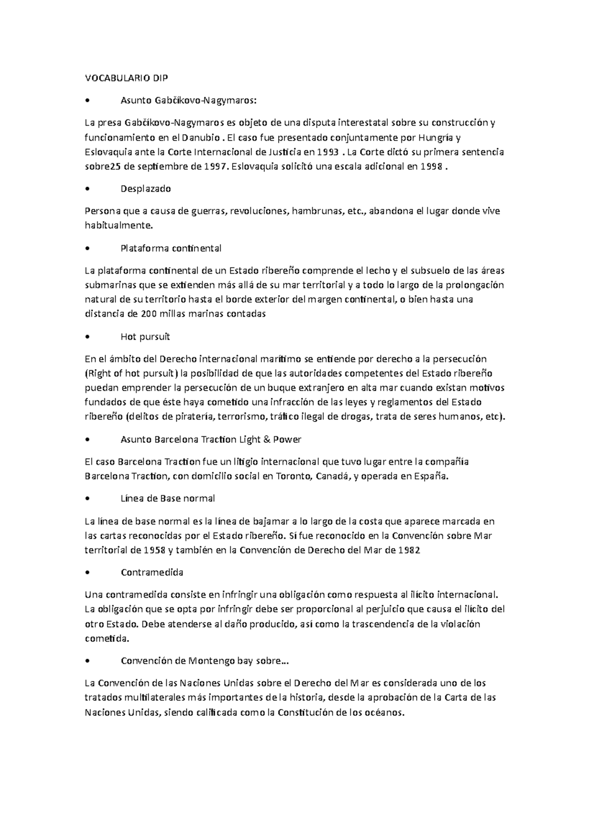 Vocabulario DIP - KDDJ - VOCABULARIO DIP Asunto Gabčíkovo-Nagymaros: La ...