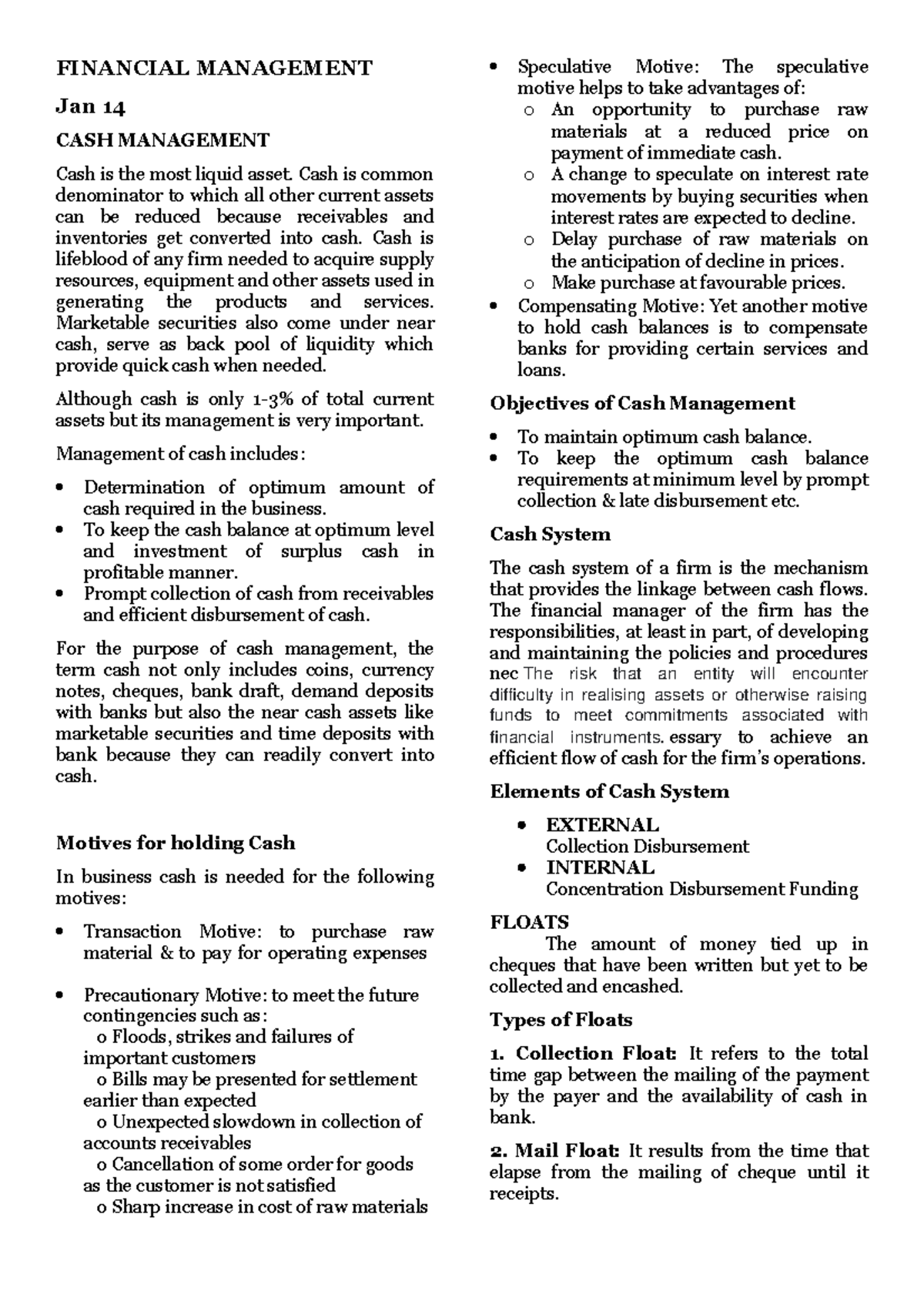 Financial Management-Reviewer Finals Summary Notes and Lecture Notes ...
