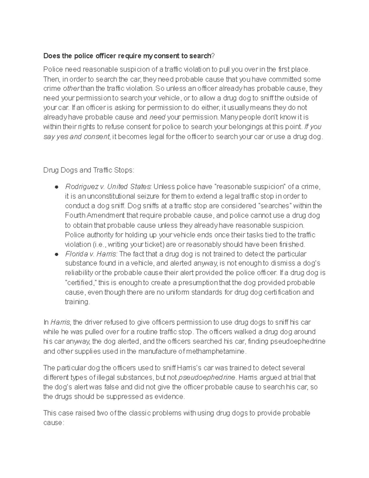 Consent to search notes - Does the police officer require my consent to ...