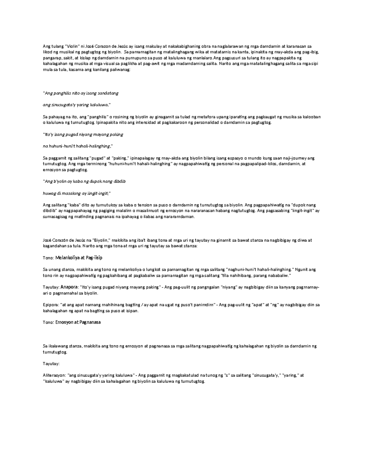 Ang tulang Vio-WPS Office - Ang tulang "Violin" ni José Corazon de ...