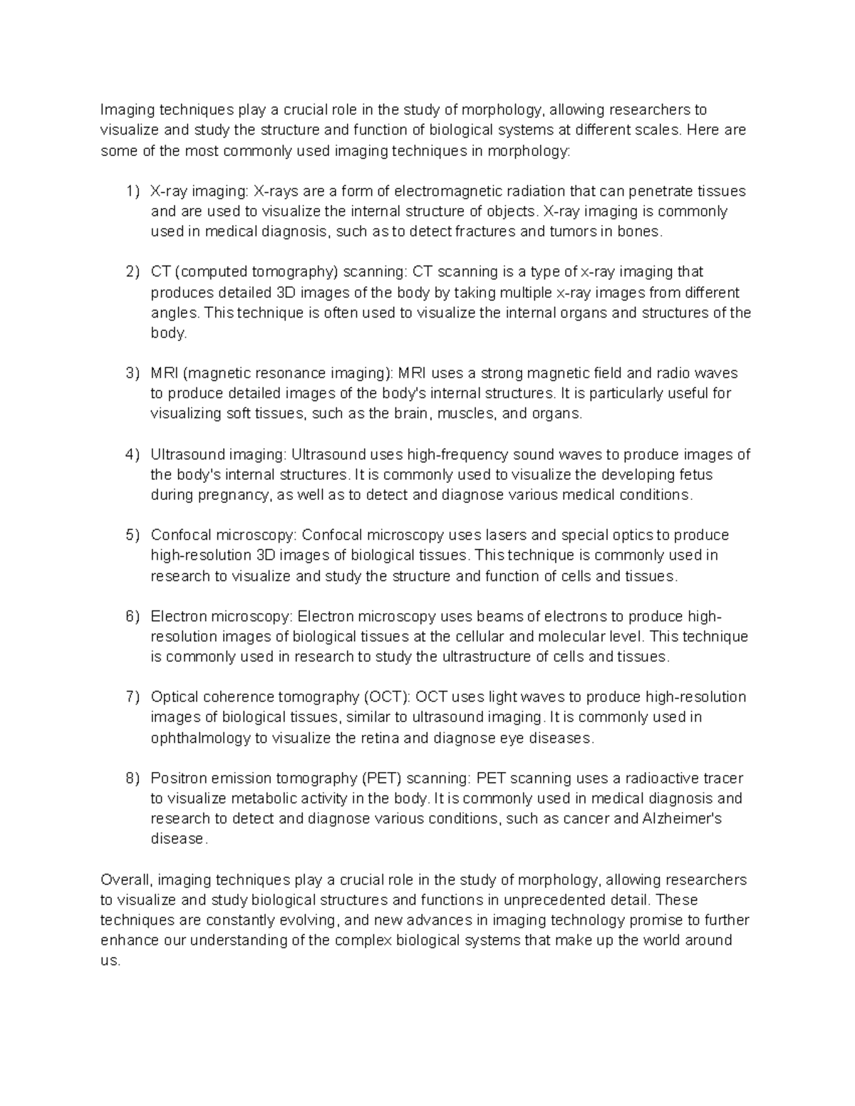 Imaging Techniques in Morphology - Imaging techniques play a crucial ...