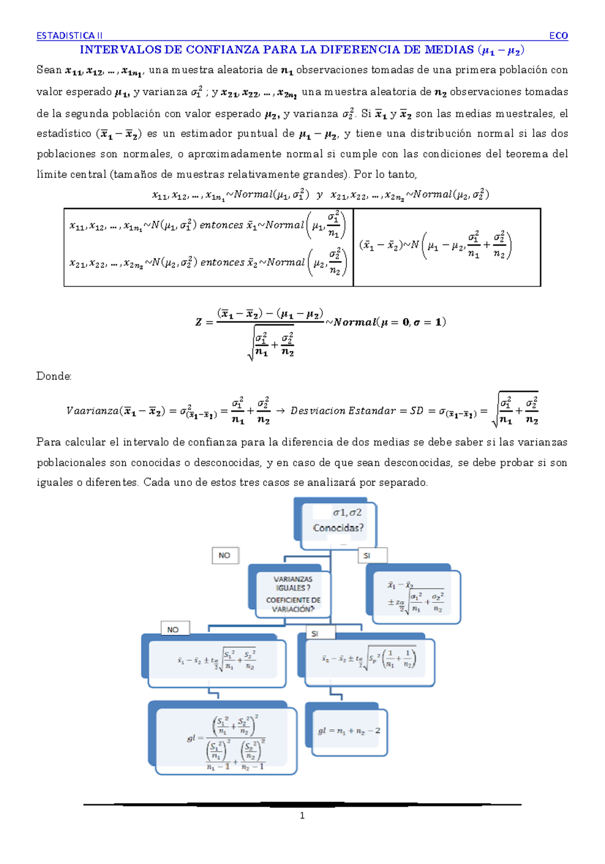 3 Intervalos de confianza - Diferencia de medias - INTERVALOS DE ...