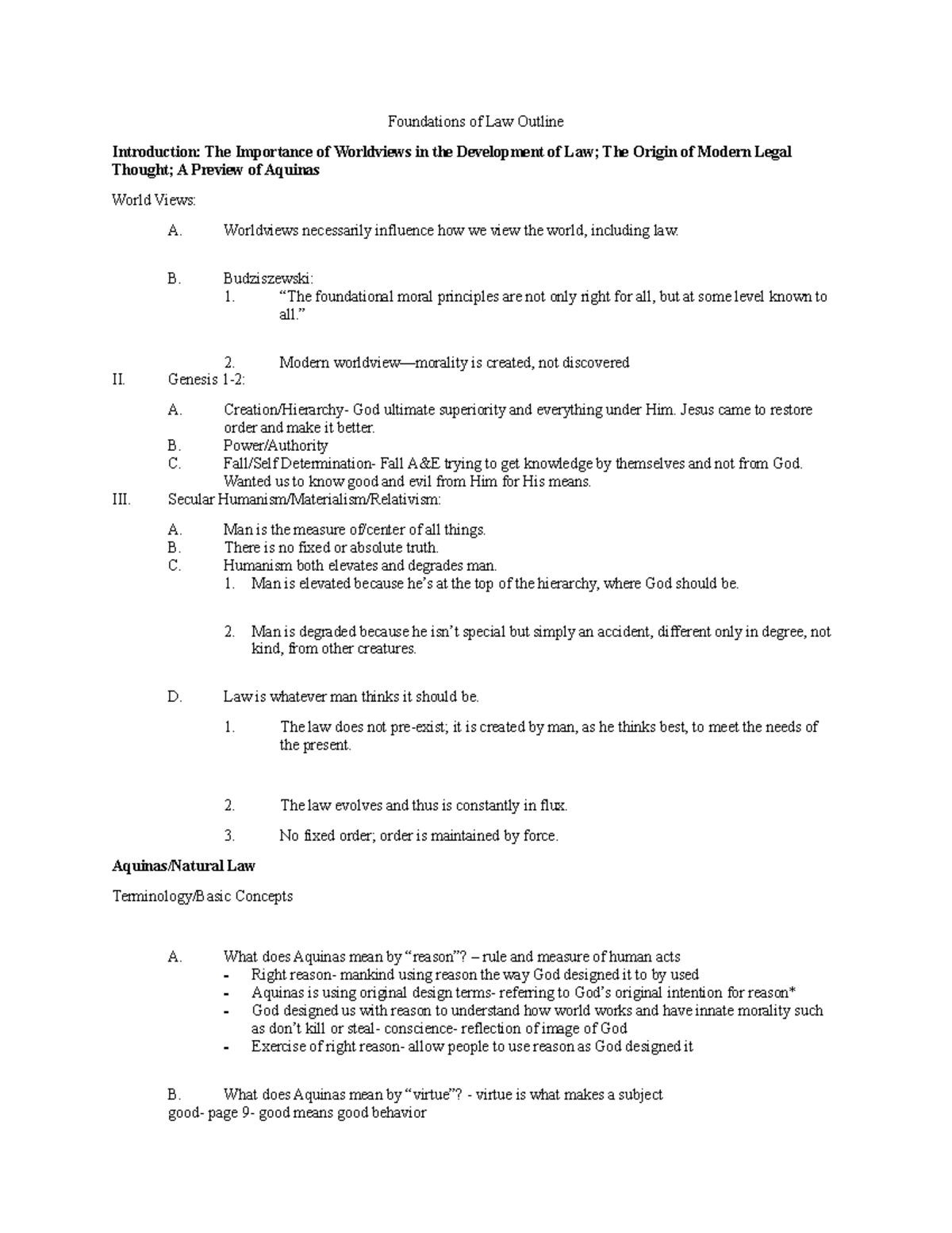Foundations of Law Outline - Foundations of Law Outline Introduction ...