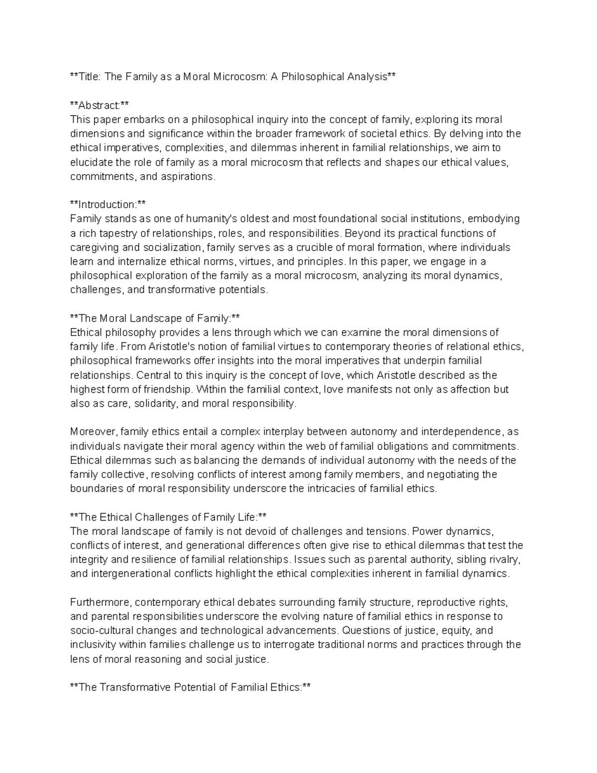 The Essence of Family A Philosophical Exploration - Title: The Family ...