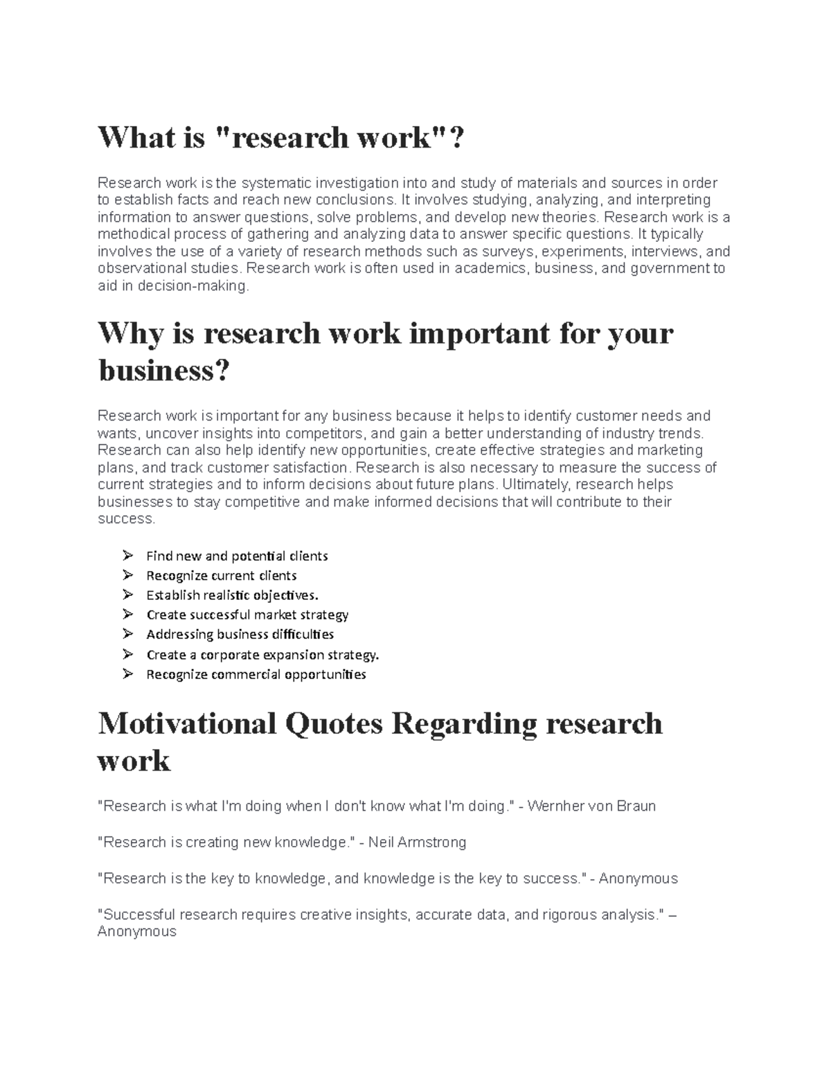 What is Research work - course - What is "research work"? Research work ...