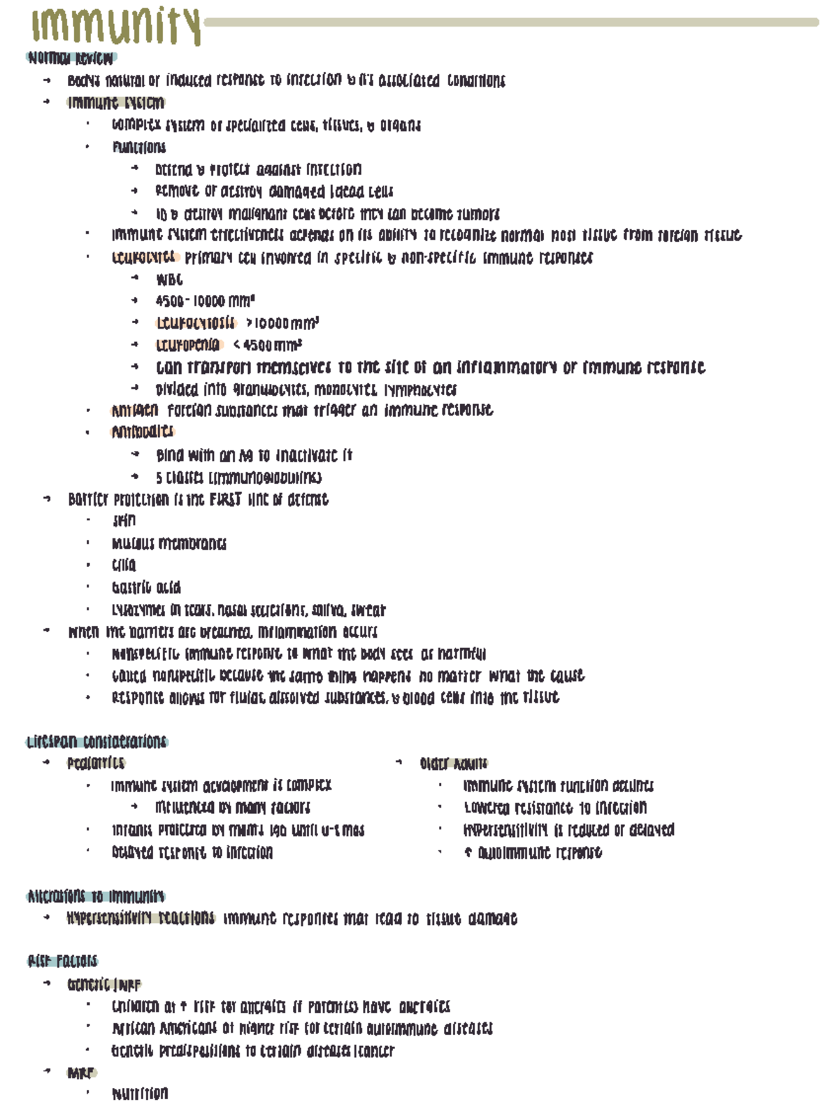 Immunity notes - Nursing lecture note - Immunity NormalReview - Studocu