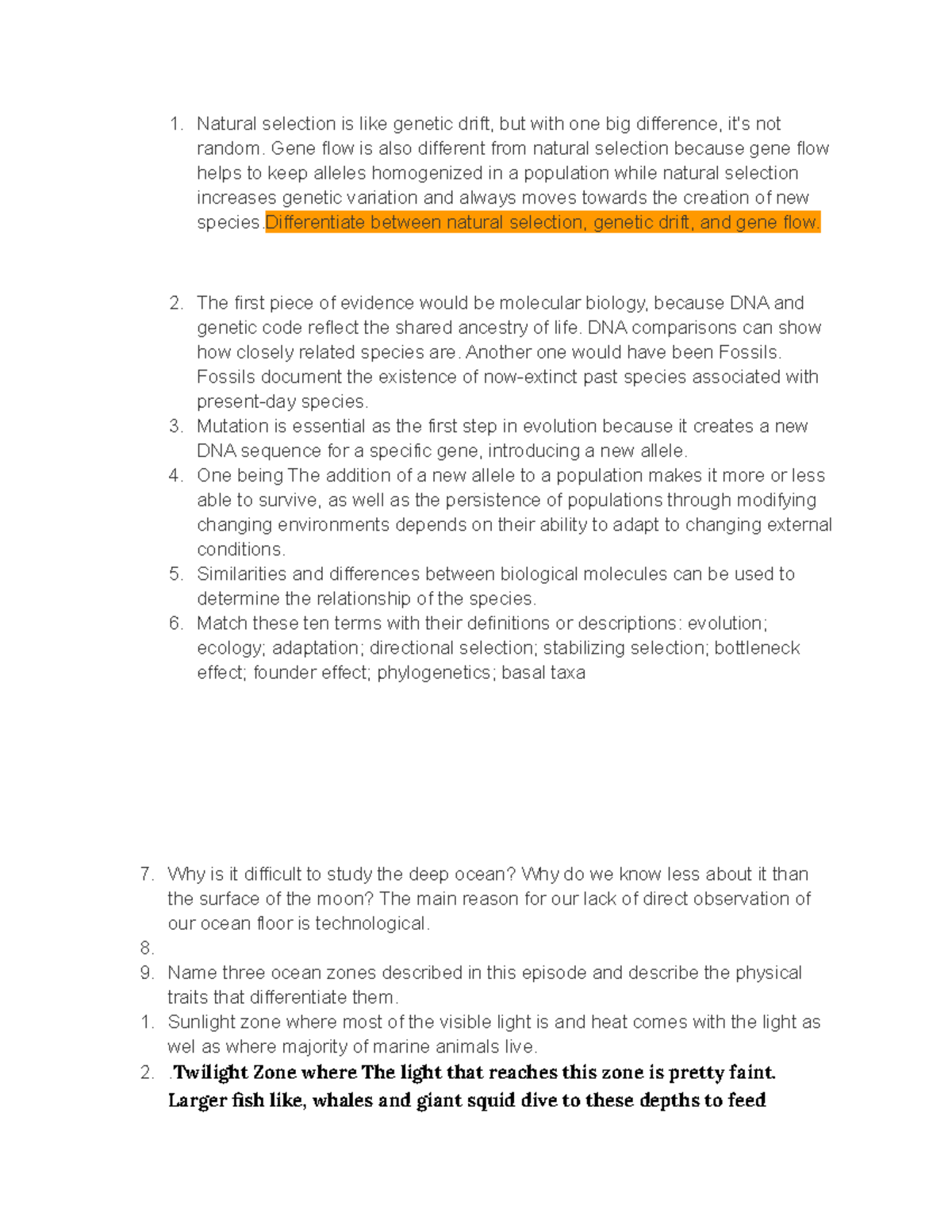 Bio-6 - assignment - Natural selection is like genetic drift, but with ...