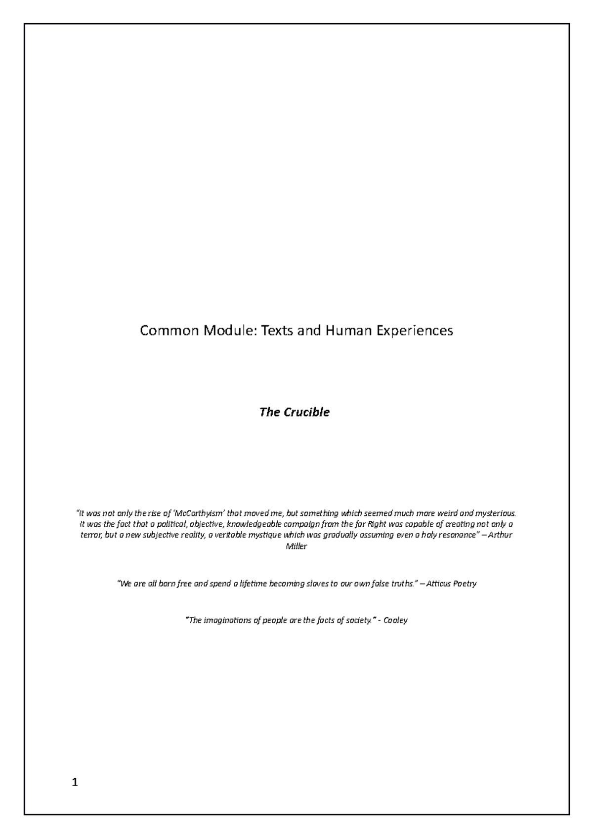 Common Module revised - Common Module: Texts and Human Experiences The ...