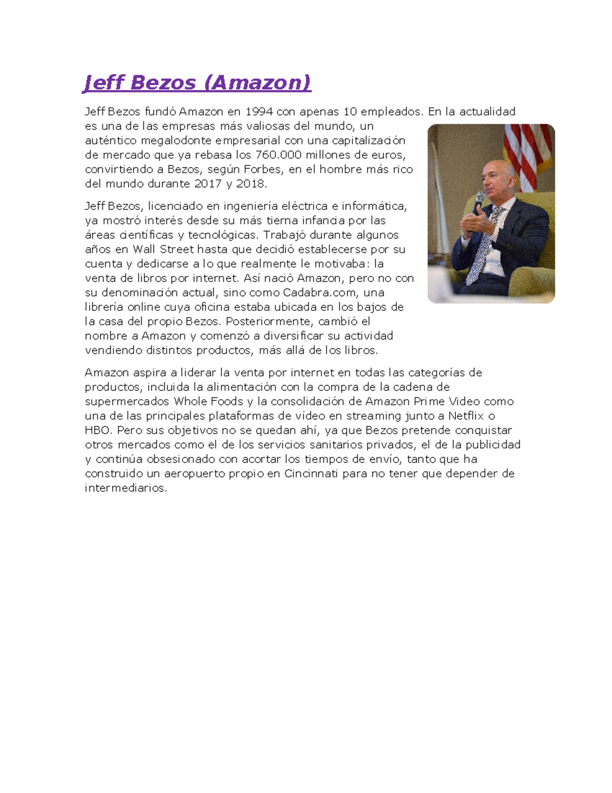 Jeff Bezos - espeero le sirva - Jeff Bezos (Amazon) Jeff Bezos fundó ...
