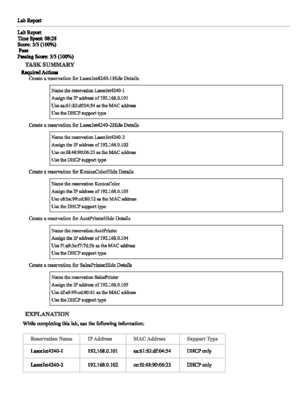 4.3.8 Create DHCP Client Reservations Lab - C769 - Studocu