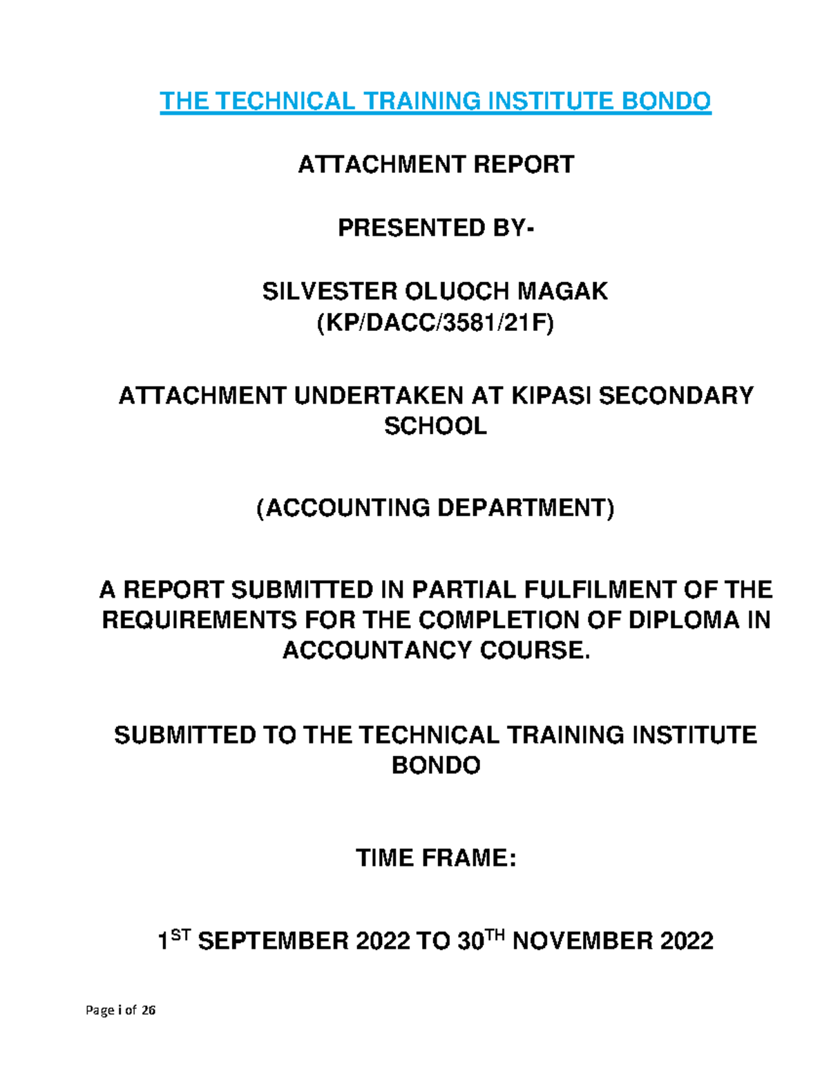 Akula Report 2 - c programing notes - Page i of 26 THE TECHNICAL ...