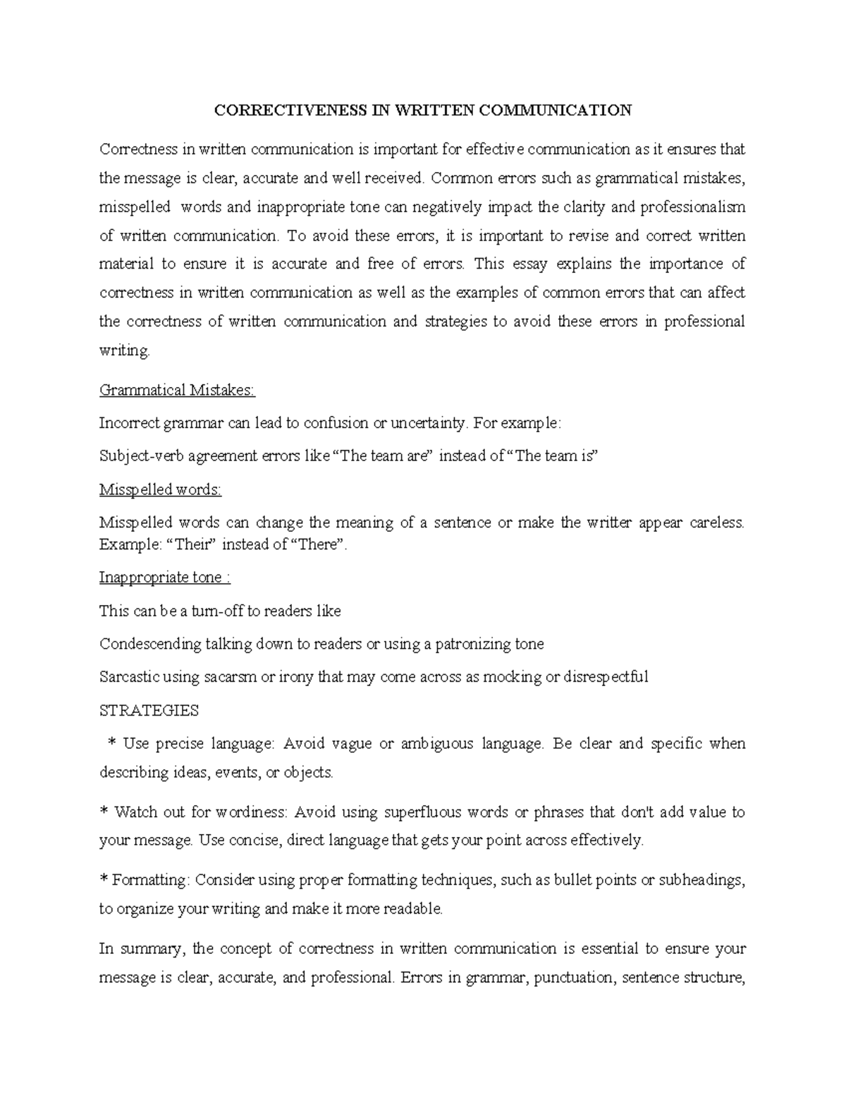 Correctness in written communication is important for effect - Copy ...