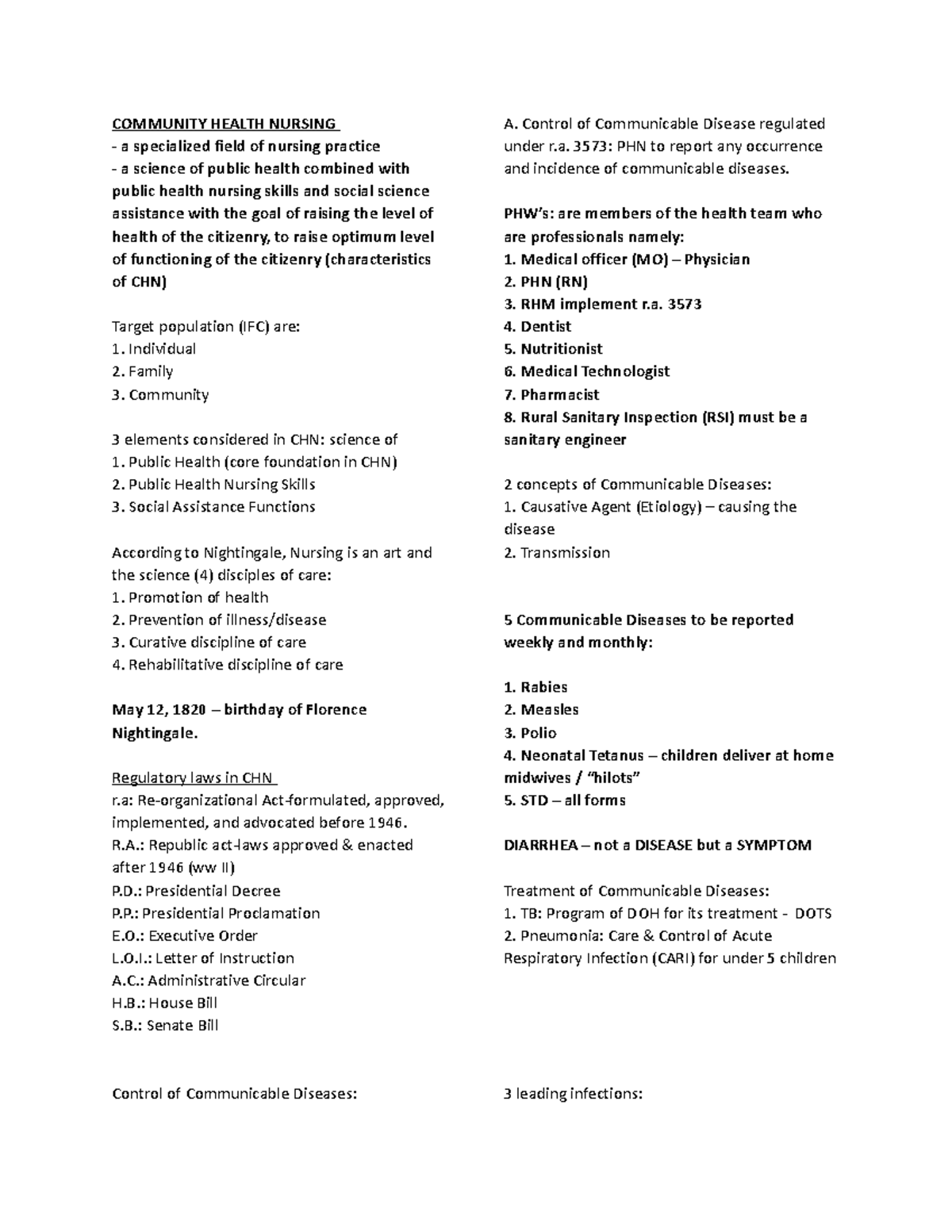 Community- Health- Nursing - COMMUNITY HEALTH NURSING a specialized ...