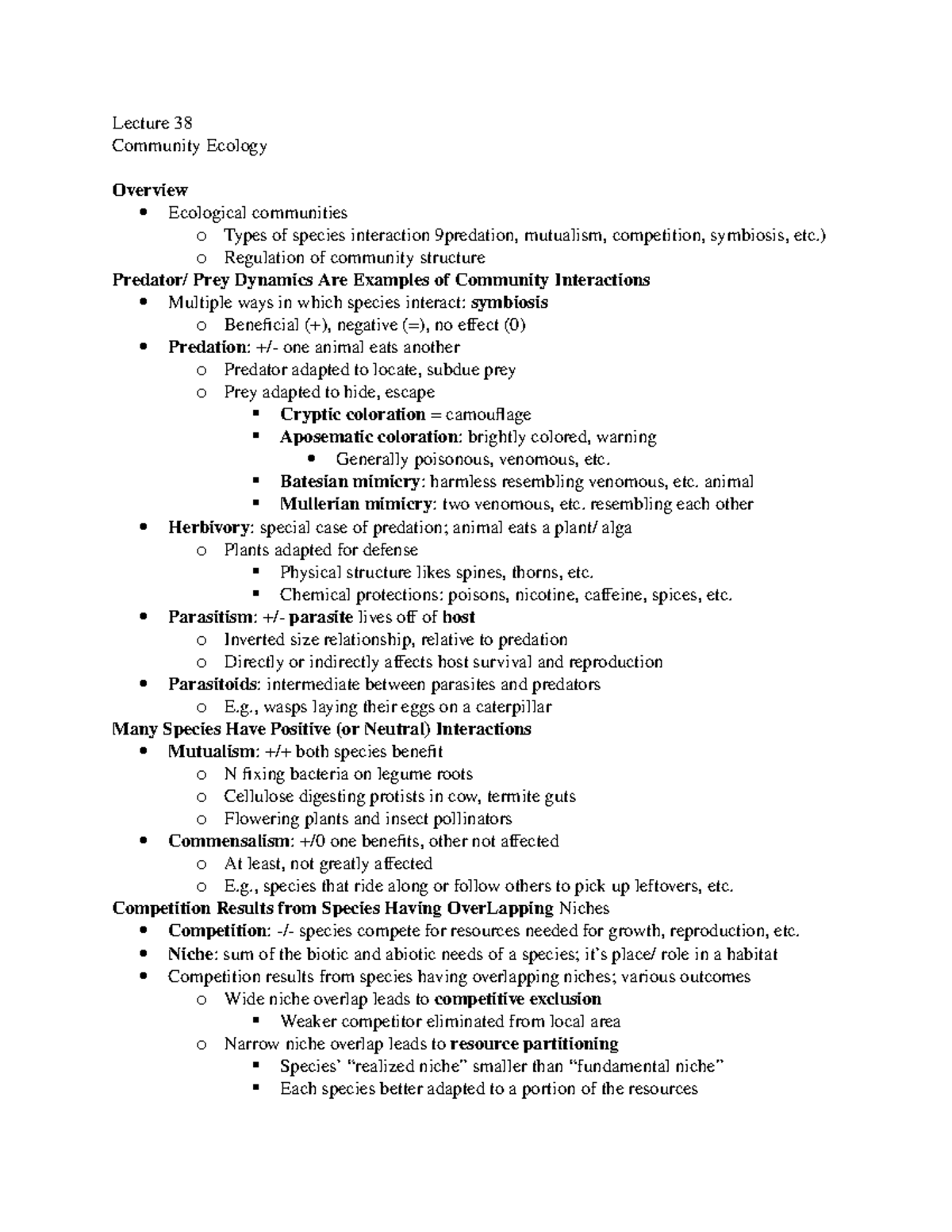 Community ecology - Harris - Le c t ur e38 Communi t yEc ol o gy Ov e r ...