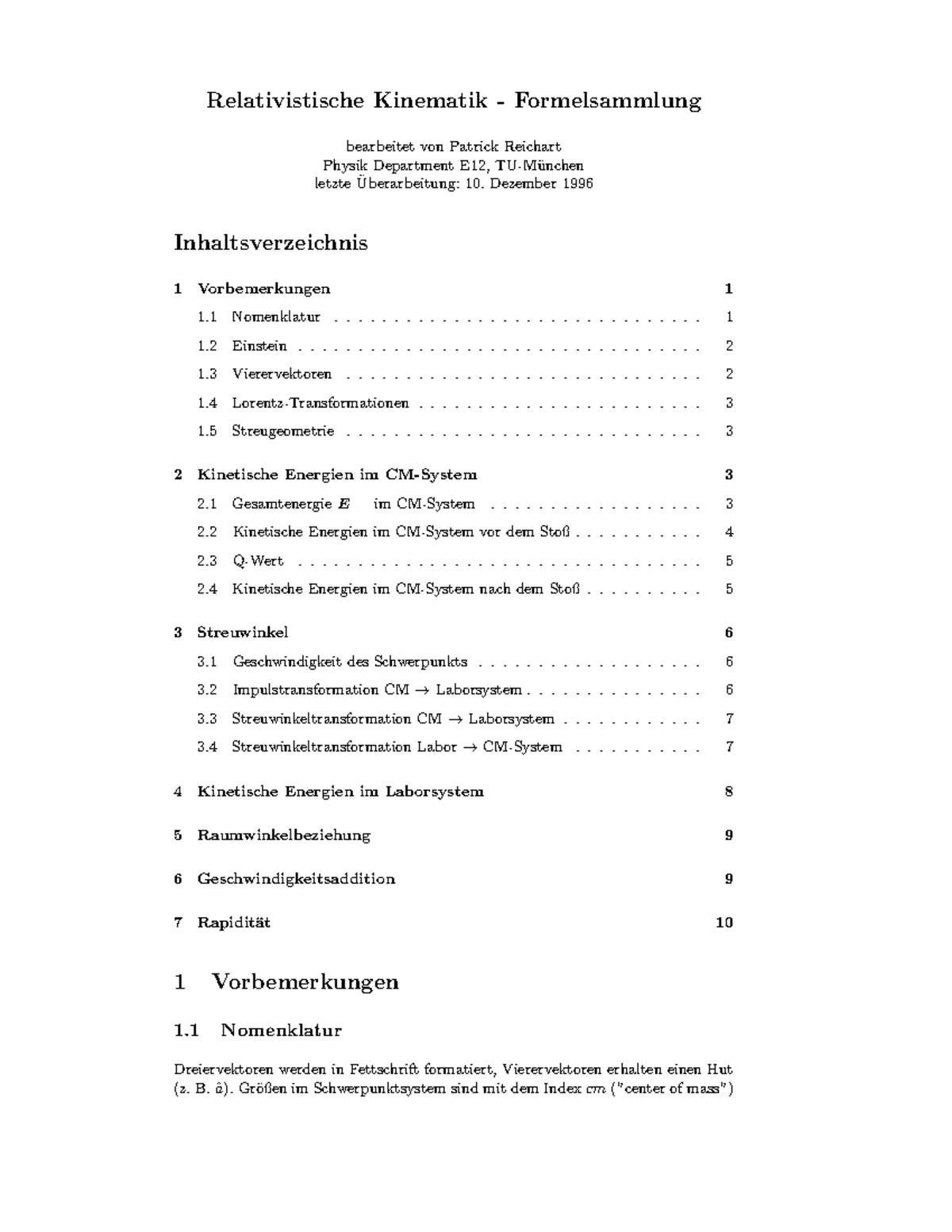 Relativistische stöße - bearbeitet von Patrick Reichart Physik ...