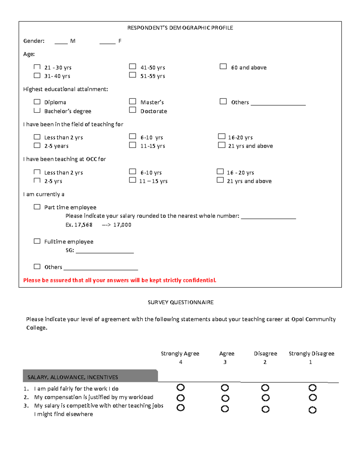 Sample qustionnaire 2 - questionnaire/survey questions - SURVEY ...