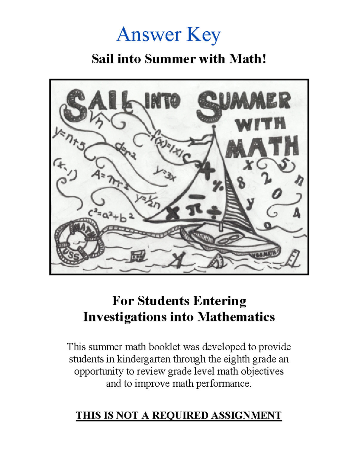 Im summer packet answer key - Sail into Summer with Math! For Students ...