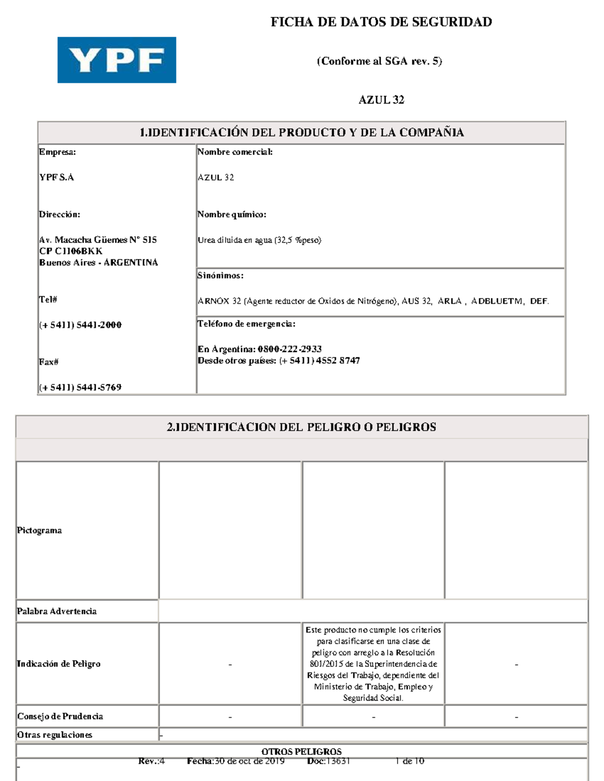 Ficha seguridad Azul 32 - FICHA DE DATOS DE SEGURIDAD (Conforme al SGA ...