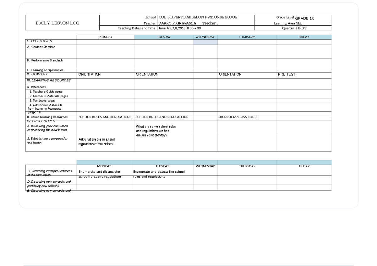 Tle-carpentry-dll-tle compress - DAILY LESSON LOG I. OBJECTIVES A ...