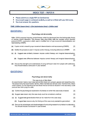 9990 MOCK2 - Cambridge International AS & A Level PSYCHOLOGY 9990 ...