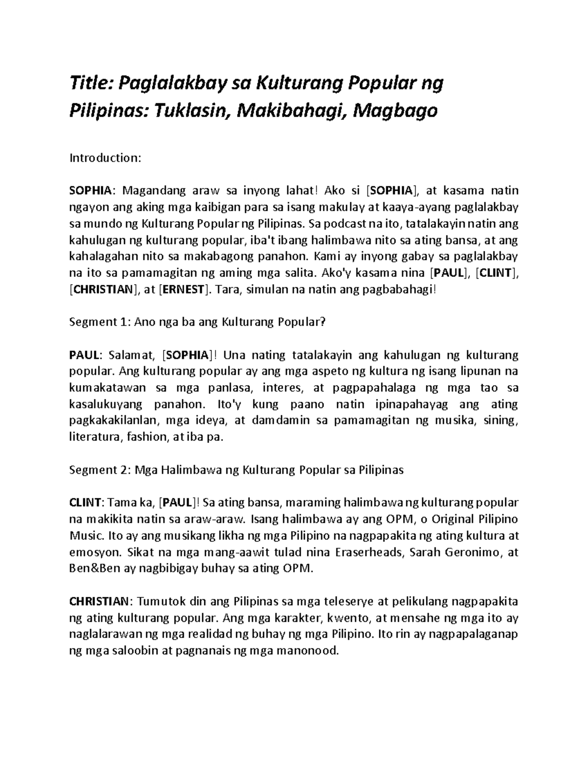 Kulpop Podcast-PARA-CHOY - Title: Paglalakbay sa Kulturang Popular ng ...