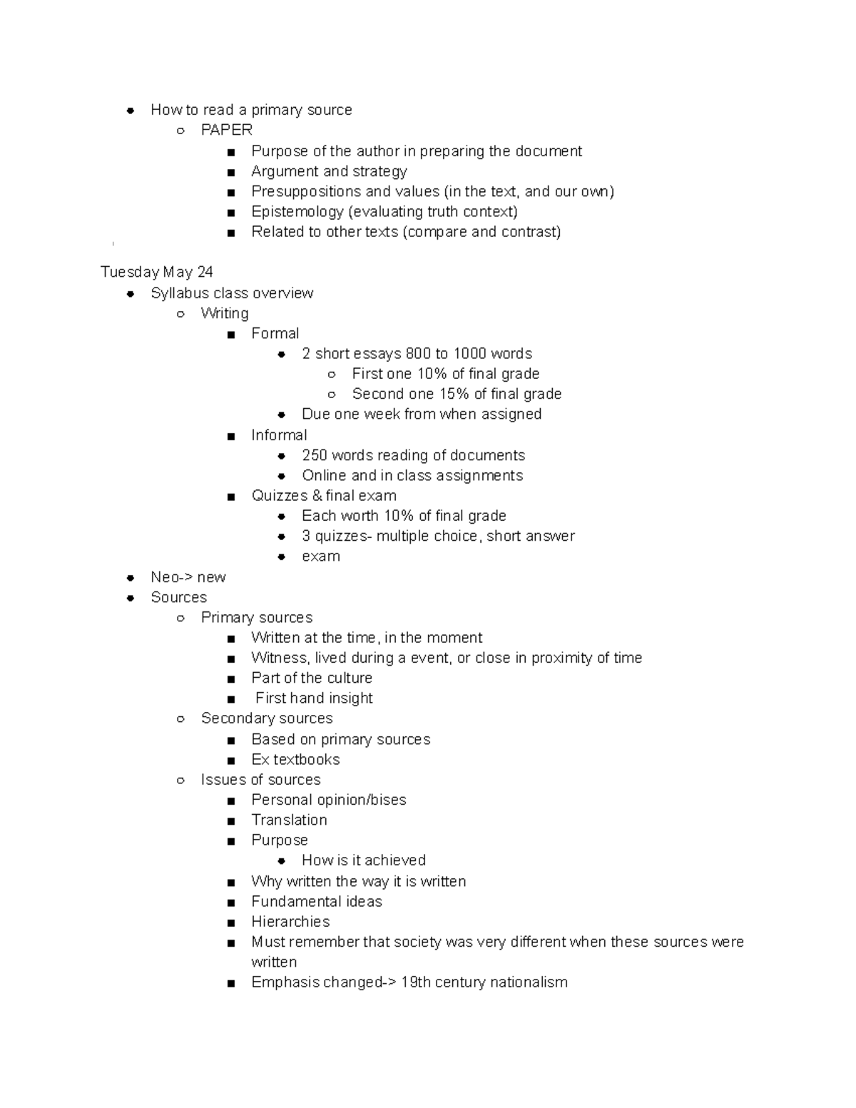 History 208 Lecture Notes All How To Read A Primary Source PAPER