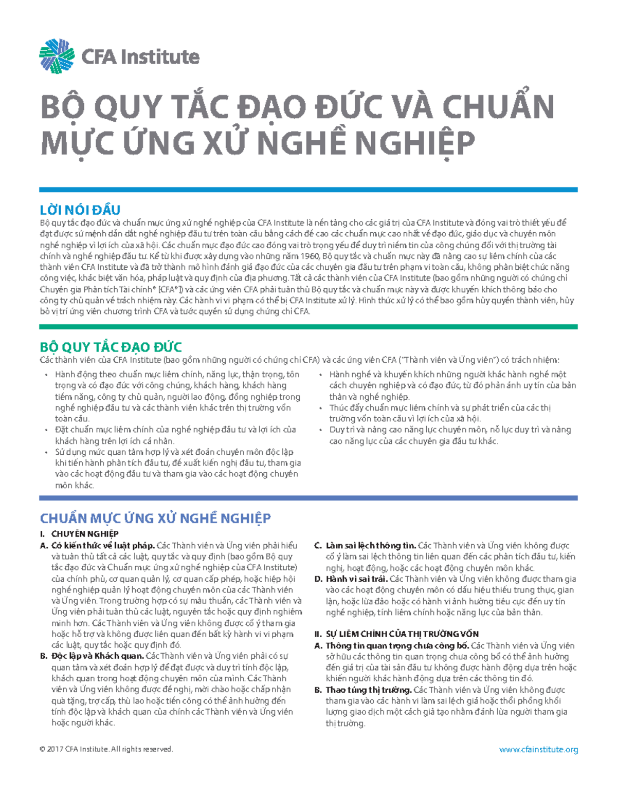Vietnamese-code - Bộ quy tắc đạo đức của CFA2 bản tiếng việt ...