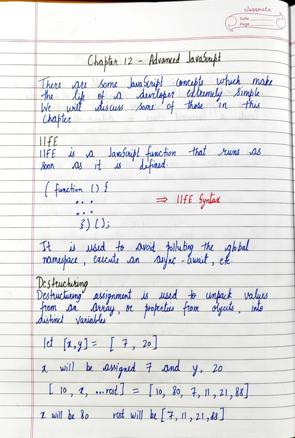 Chapter 12 - Advanced Java Script - classmate Date Page Chapter Advanced JavaSoupt There are ...