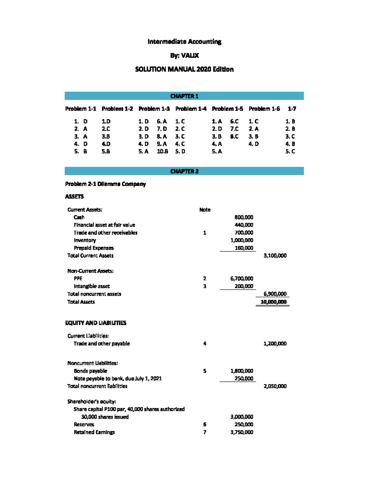 Intermediate Accounting 3 - D 1 1. D 6. A 1. C 1. A 6 1. C 1. B 2. A 2 ...