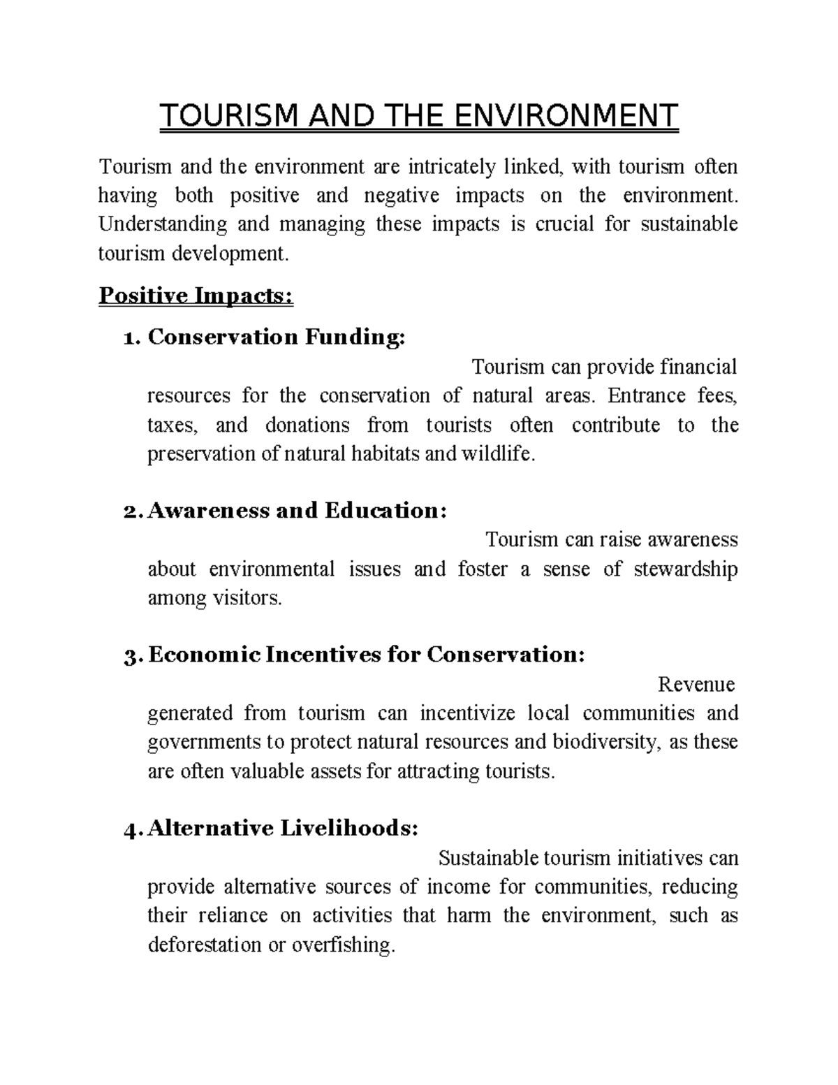 5. Tourism AND THE Environment - TOURISM AND THE ENVIRONMENT Tourism ...