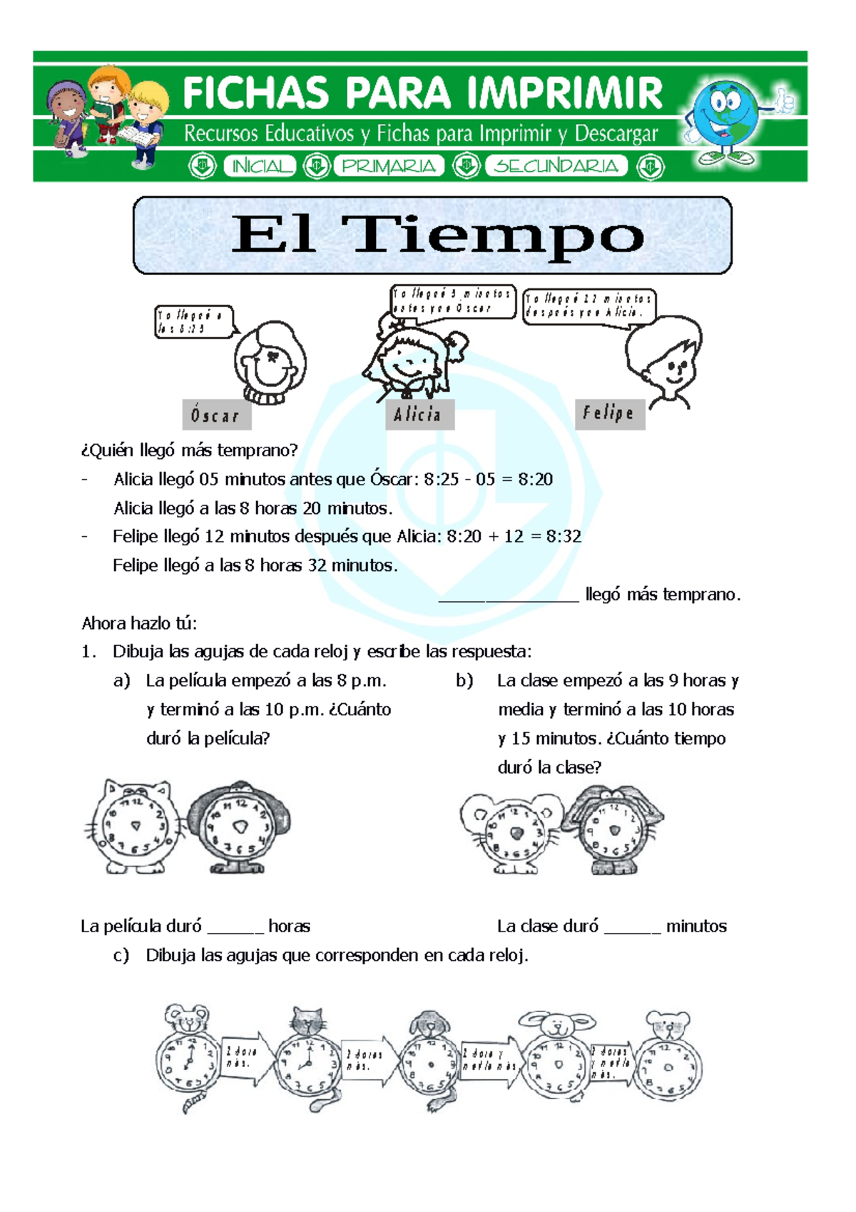 Ficha-El-tiempo-para-Tercero-de-Primaria - Ó s c a r F e l i p e Y o l ...