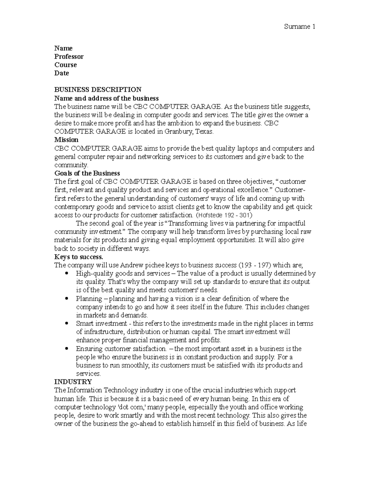 Order 3764381 Capstone for a hypothetical IT company - Name Professor ...