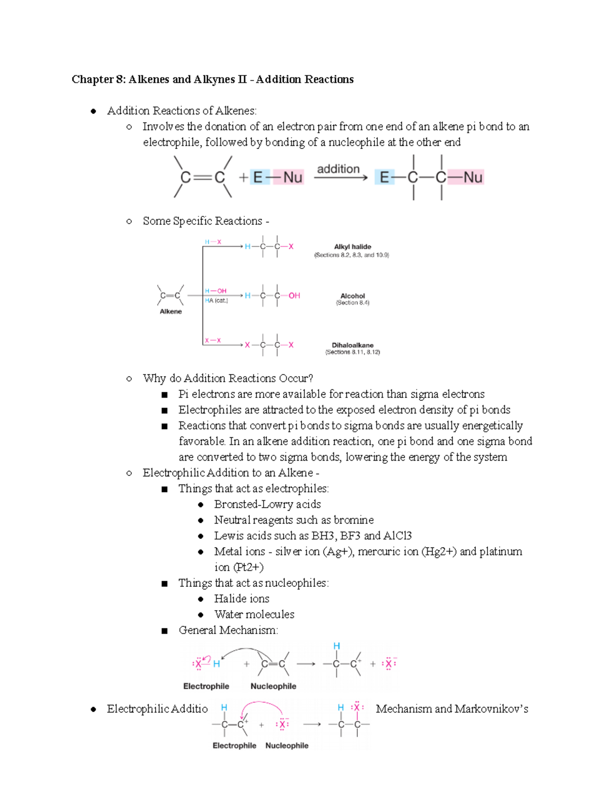 Orgo chem 1 : Chapter 8 - Addition Reactions - Chapter 8: Alkenes and ...