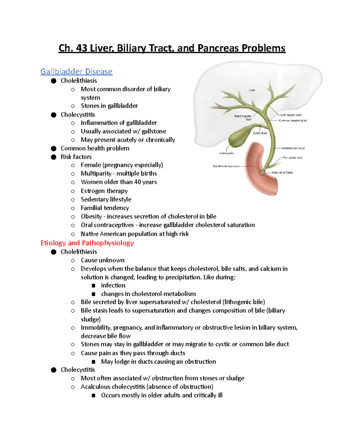 Ch. 43 Liver, Biliary Tract, and Pancreas Problems - Ch. 43 Liver ...