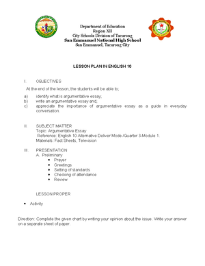 lesson plan about science - Detail lesson plan in science Grade 5 I ...