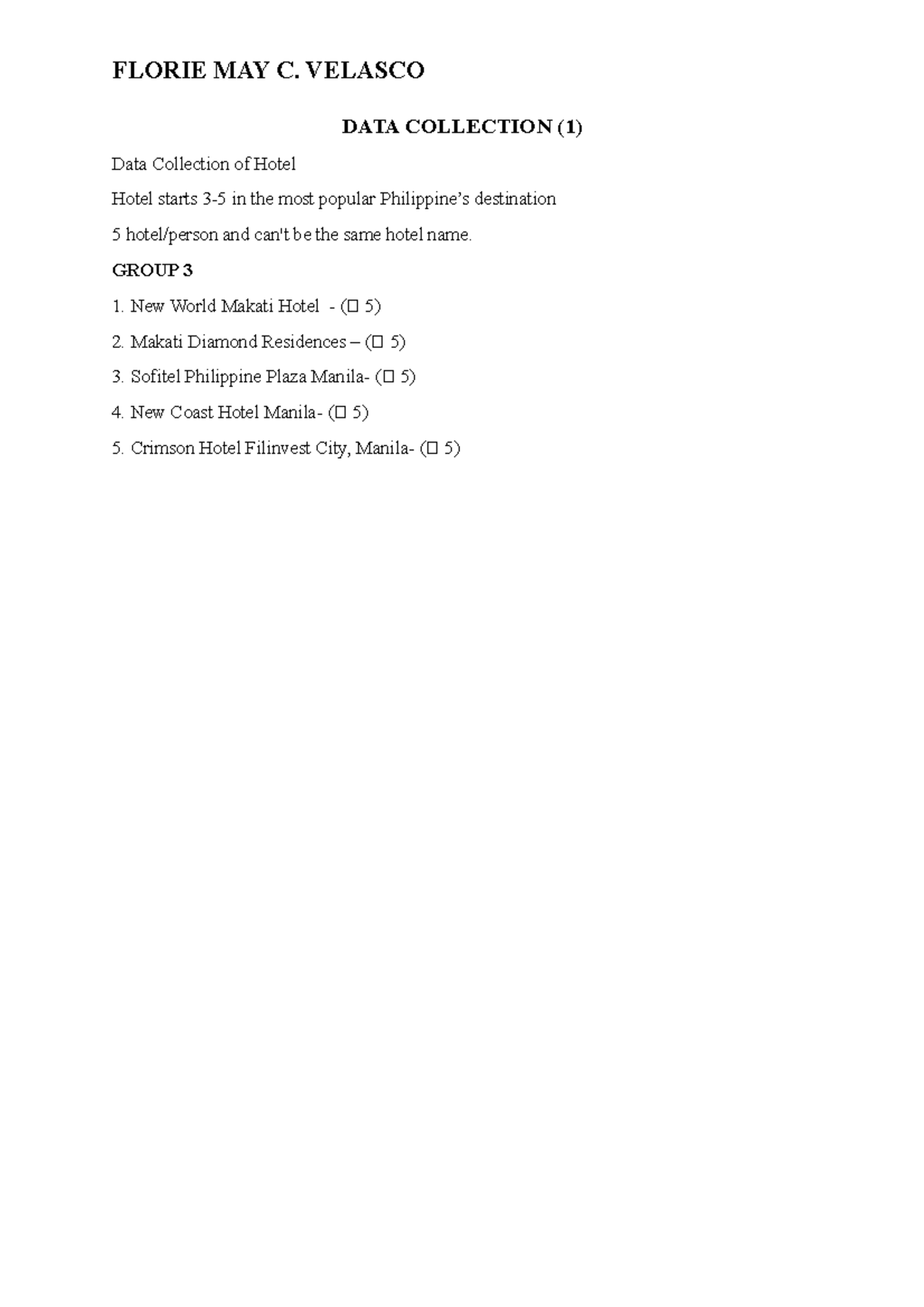 Floriemay(datacollection) - DATA COLLECTION (1) Data Collection of ...