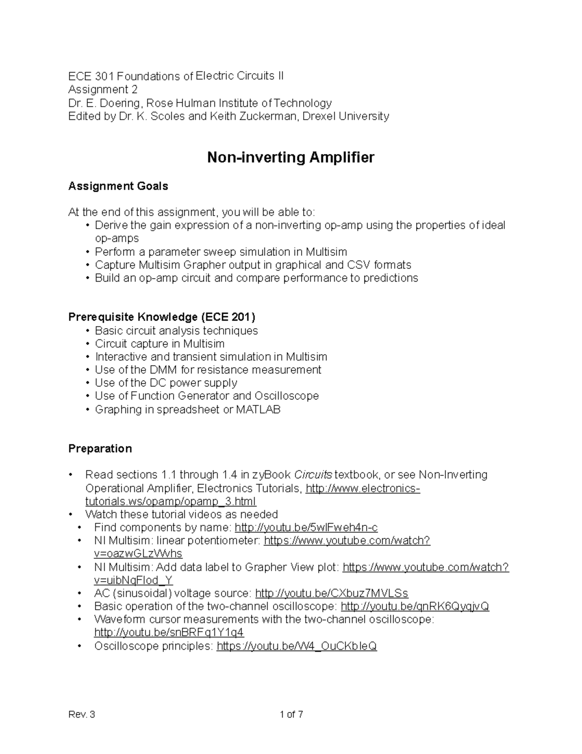 ECE 301 Lab 2 Updated W23 - ECE 301 Foundations of Electric Circuits II Assignment 2 Dr. E ...