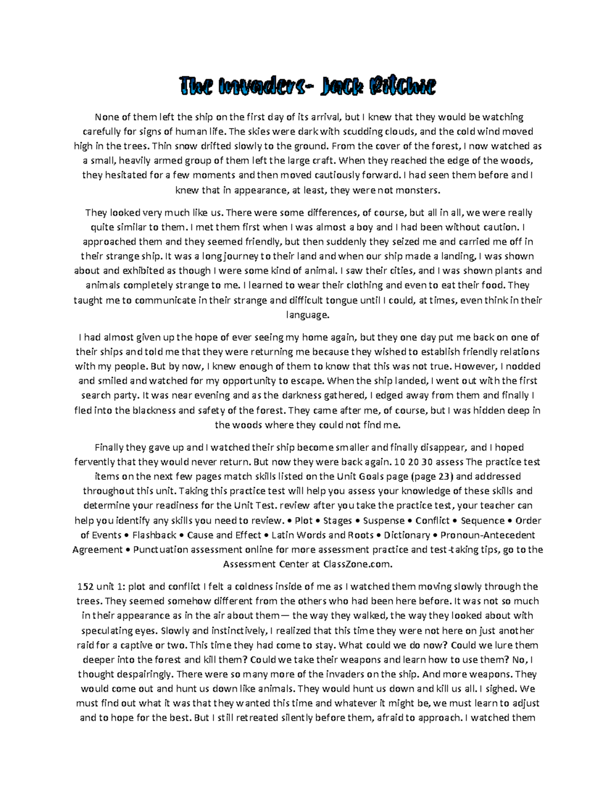 The Invaders- lectura ingles - None of them left the ship on the first ...