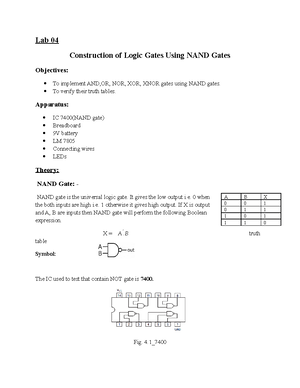 Lab3 - Lecture notes 2 - Lab 03 Verification of De-Morgan’s Law ...